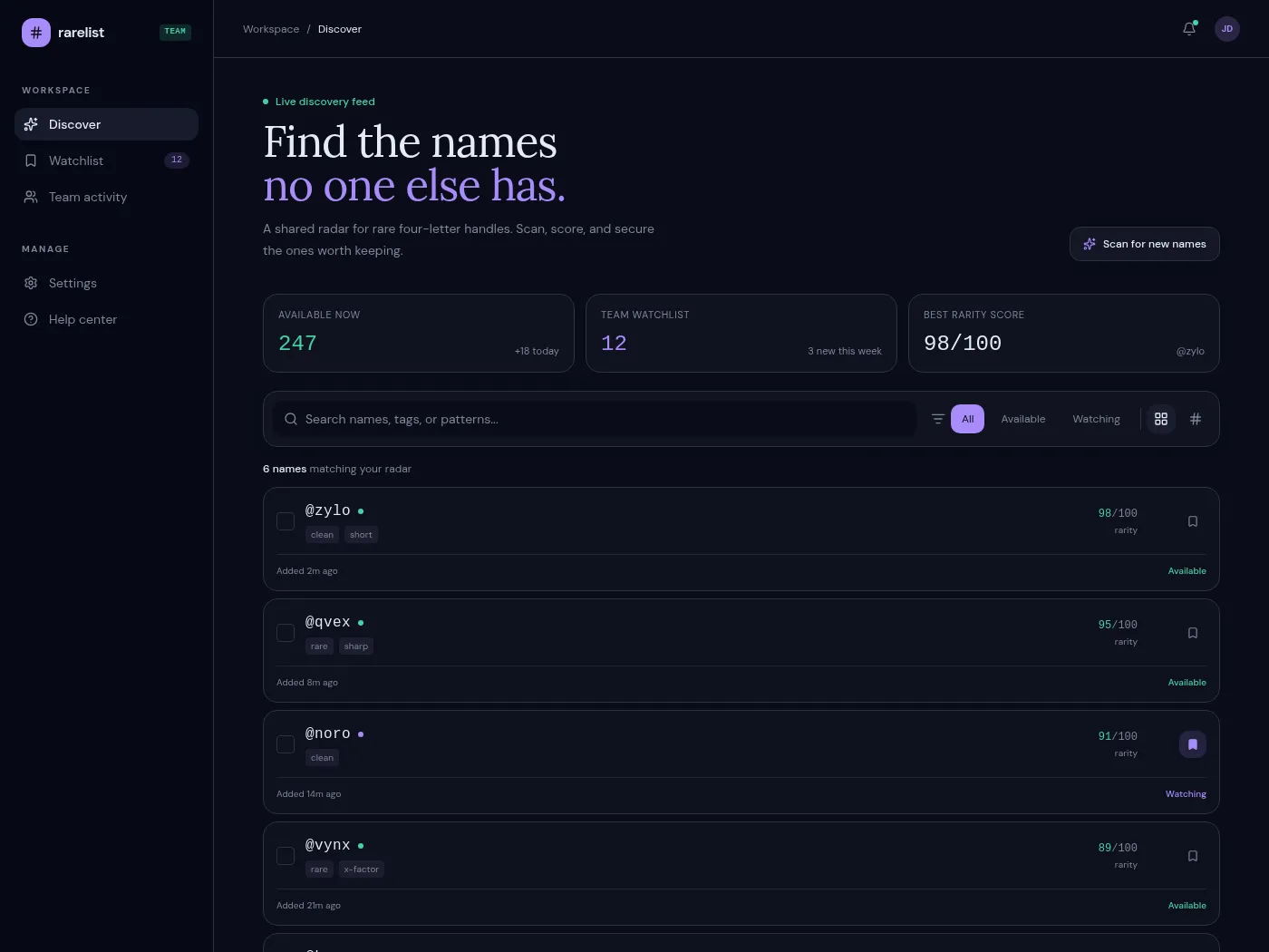 Rare Discord Username Finder