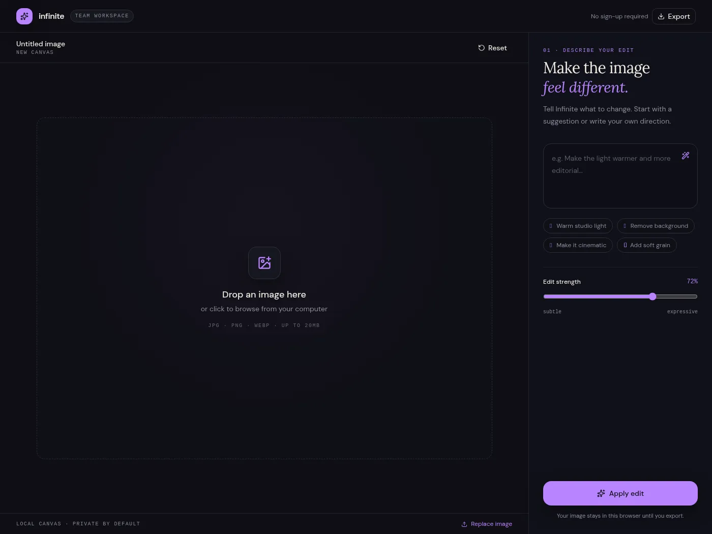 Infinite AI Image Editor