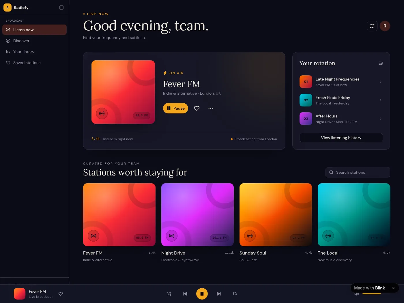 Radiofy Stream UI