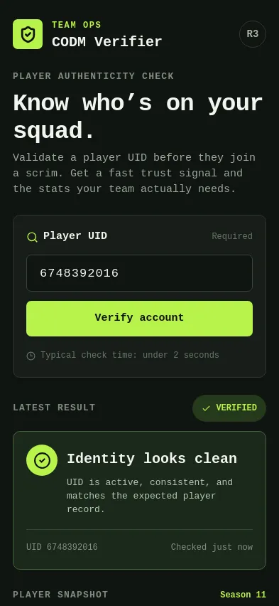COD Mobile Verifier