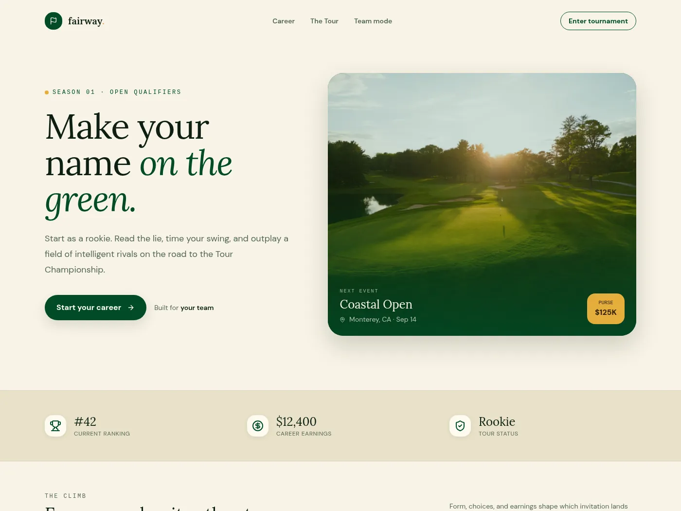 Pro Golf Career Simulator