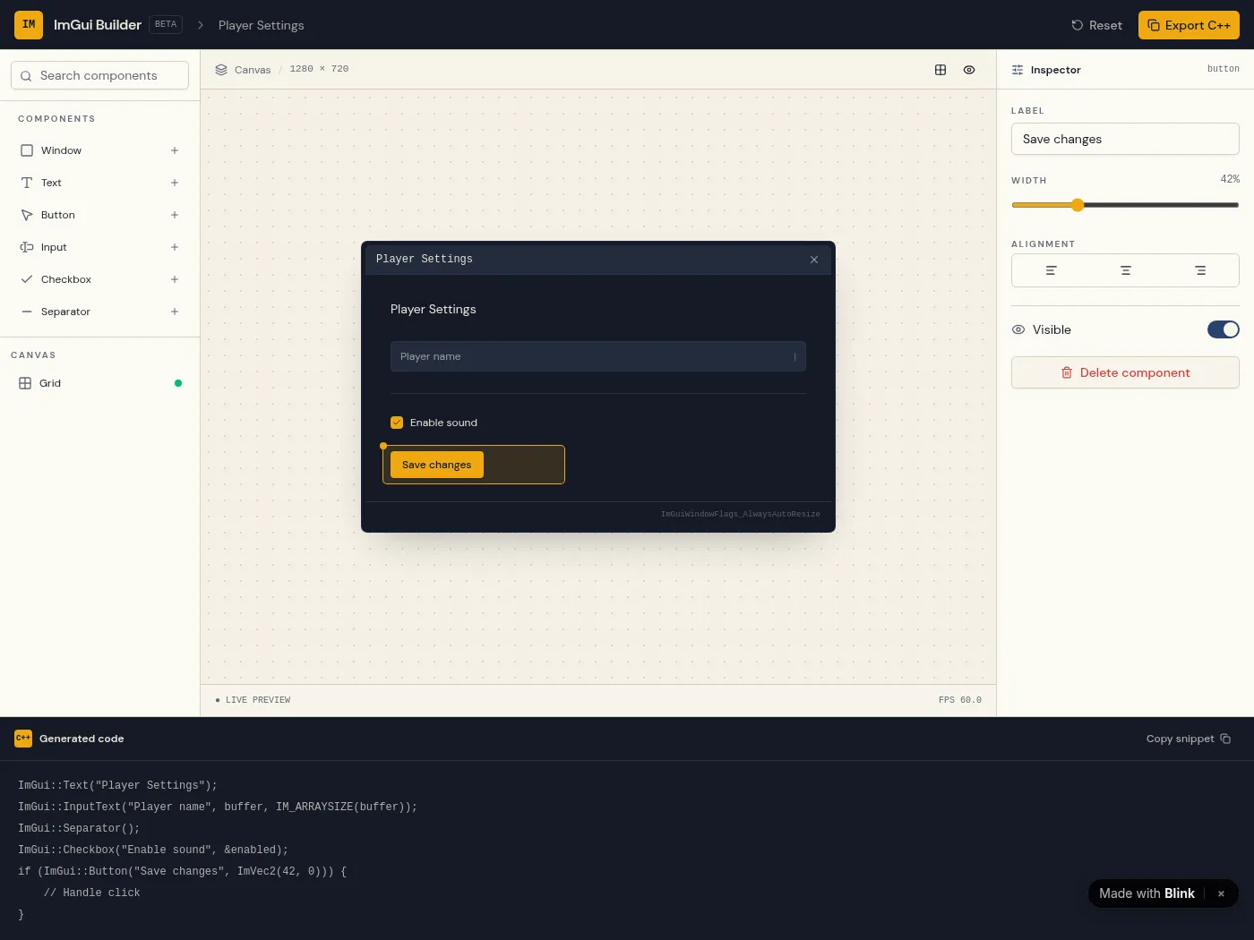 ImGui Visual Builder