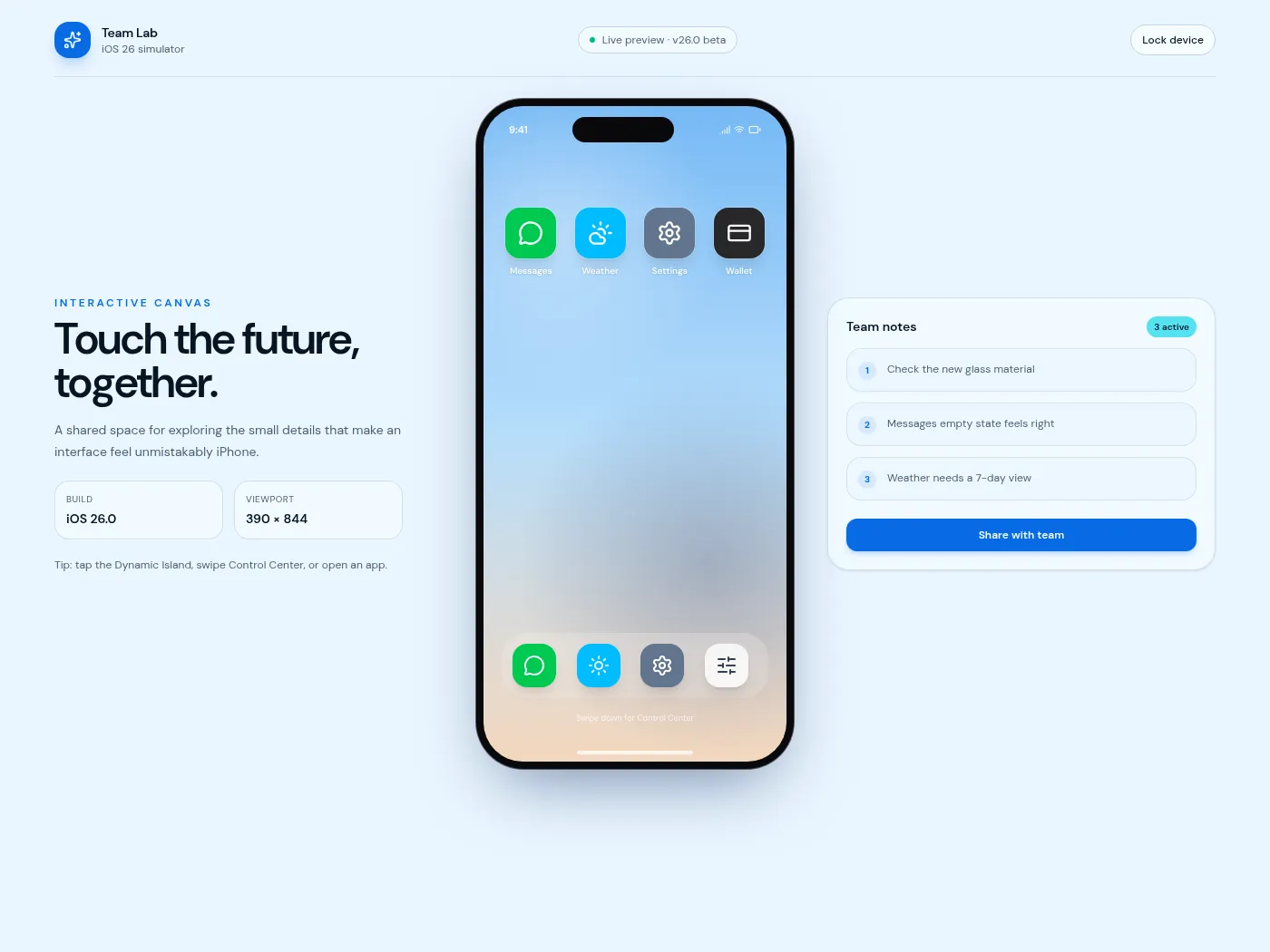 iOS 26 Web Simulator