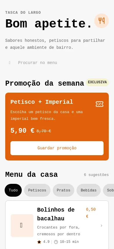 Menu Tasca App