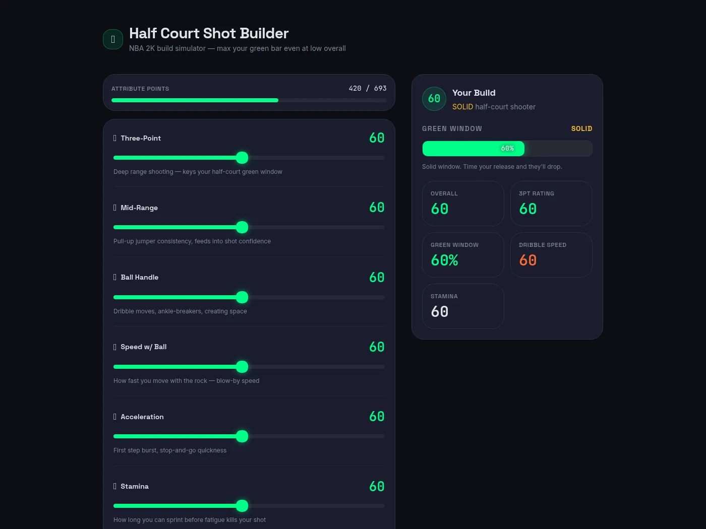 Half Court Shot Builder