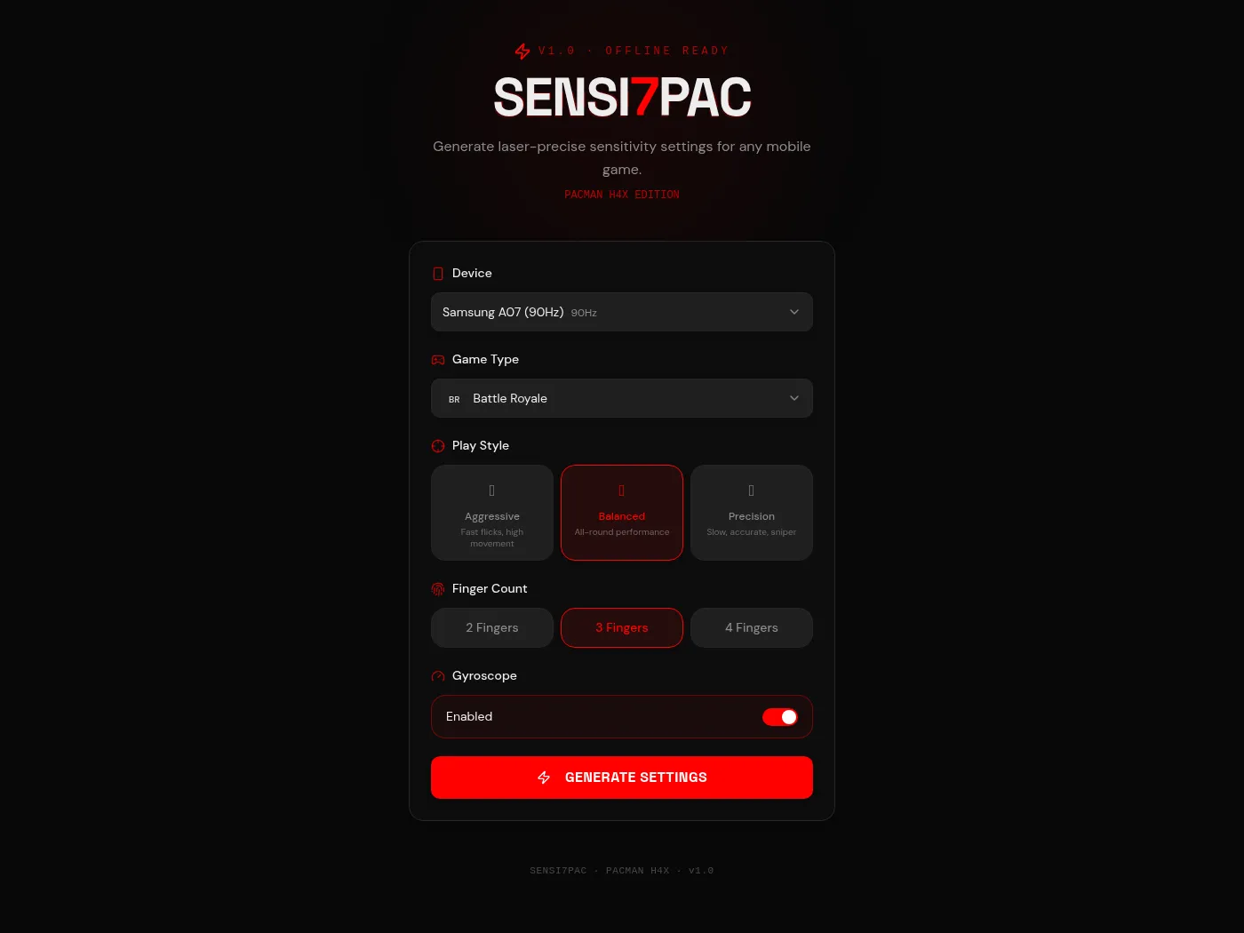 SENSI7PAC Sensitivity Generator