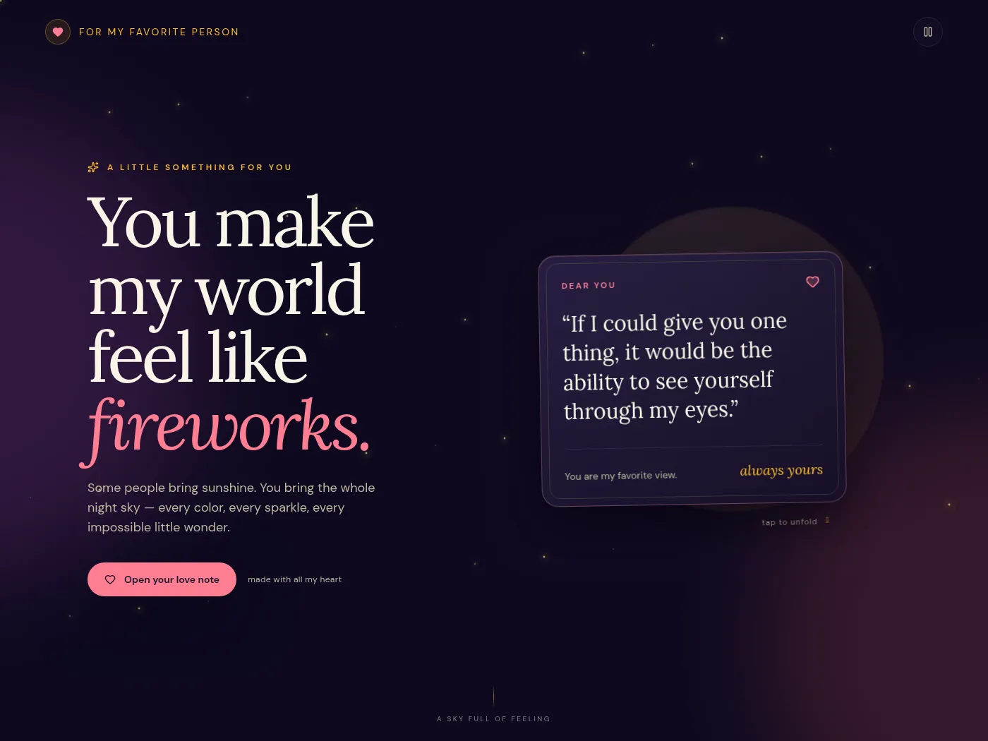 Love Fireworks Message