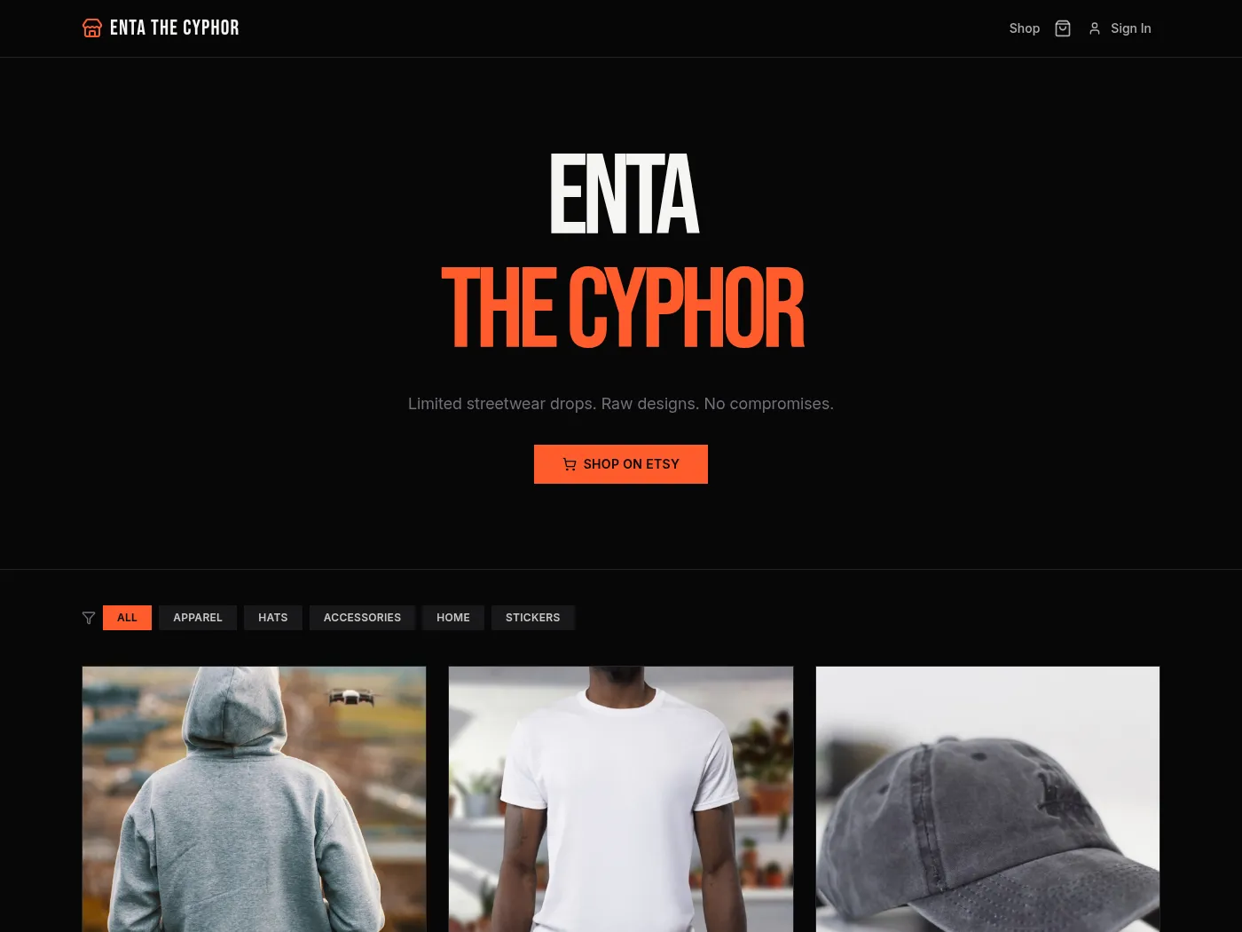 Etsy Merch Shop Site