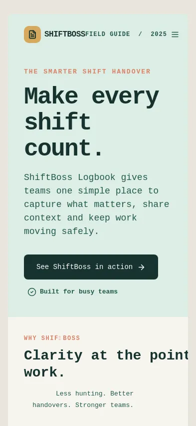 ShiftBoss Logbook Brochure