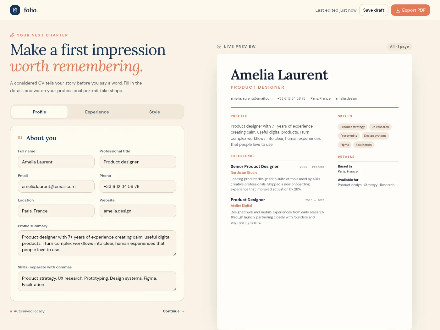 PDF CV Creator