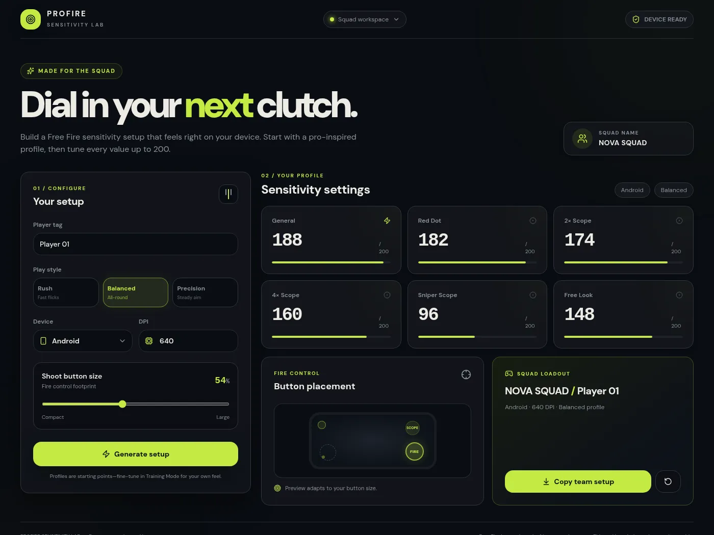 ProFire Sensitivity Wizard