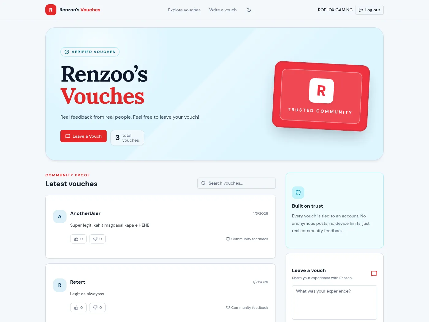 Renzoo’s Vouch Hub