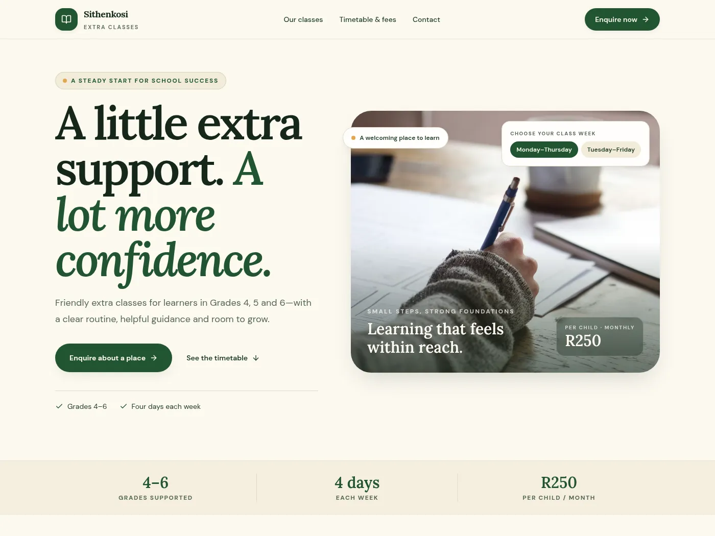 Sithenkosi Extra Classes Site