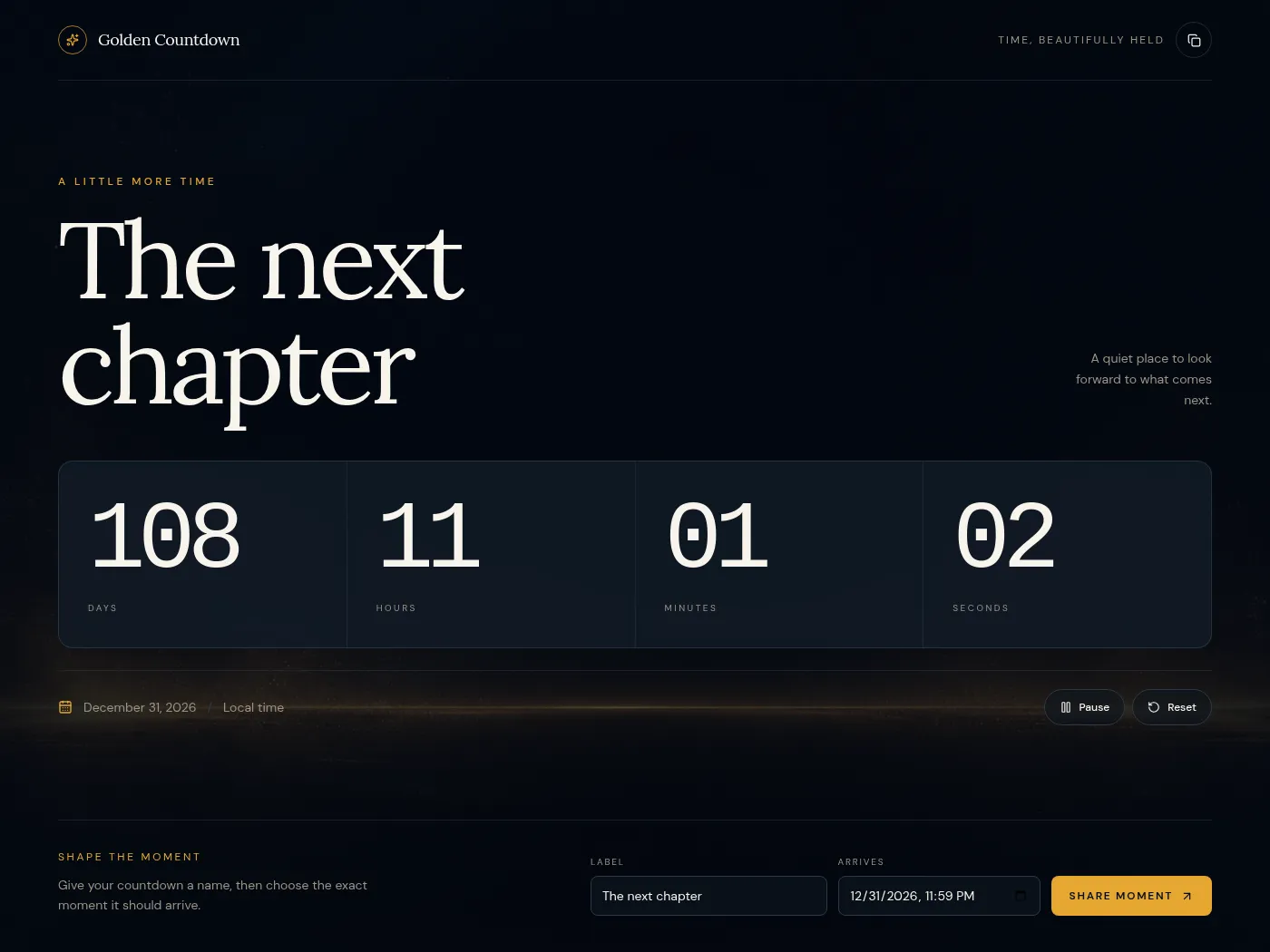 Golden Countdown Timer