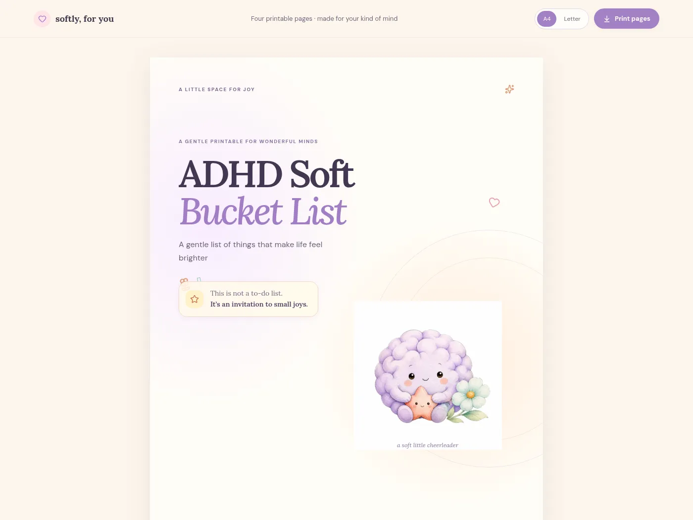 ADHD Soft Bucket List