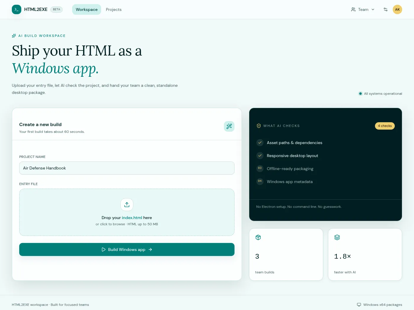 HTML2EXE AI Builder
