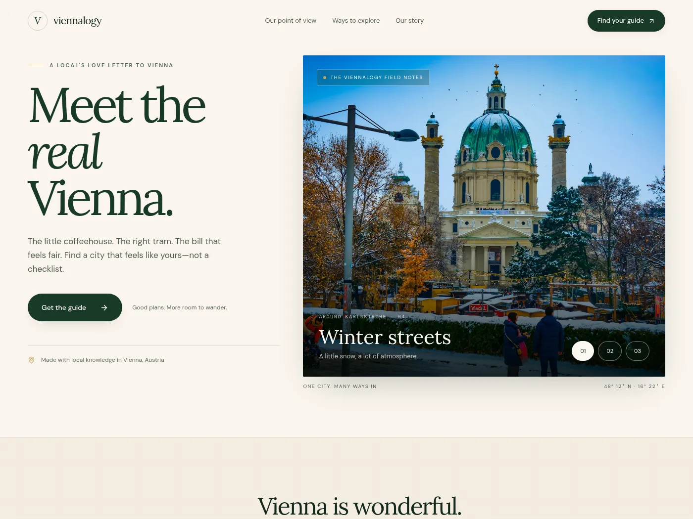Viennalogy Landing Page