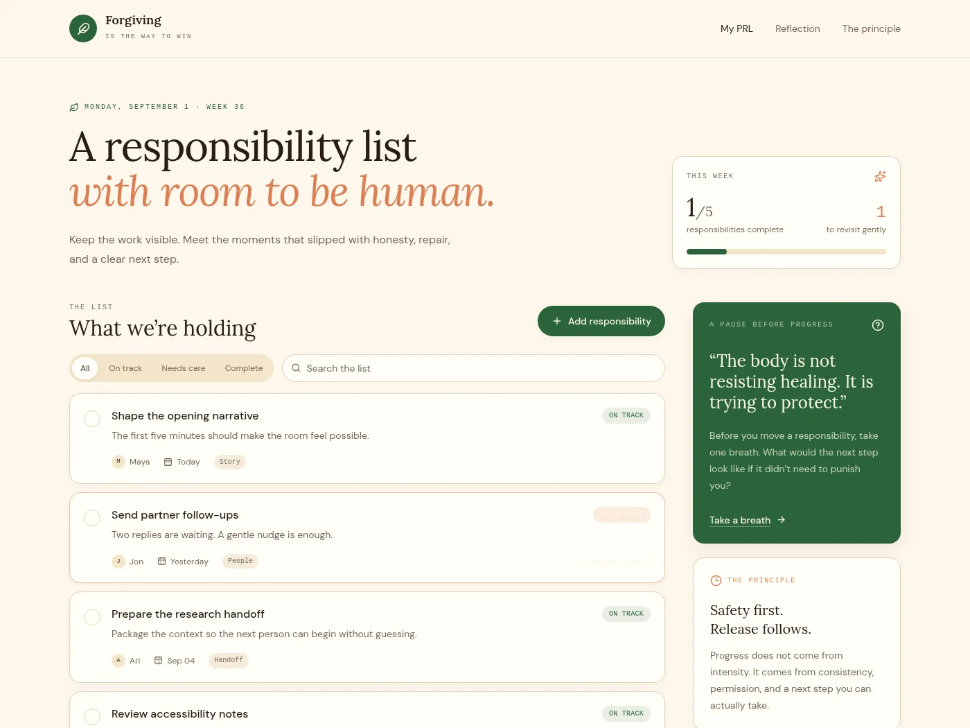 Forgiving PRL Tracker