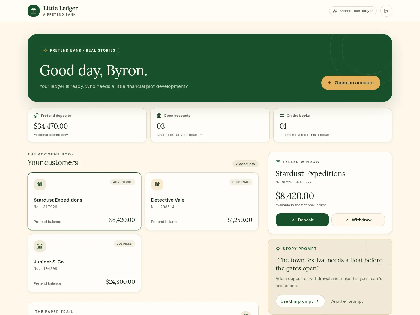 LARP Bank Simulator