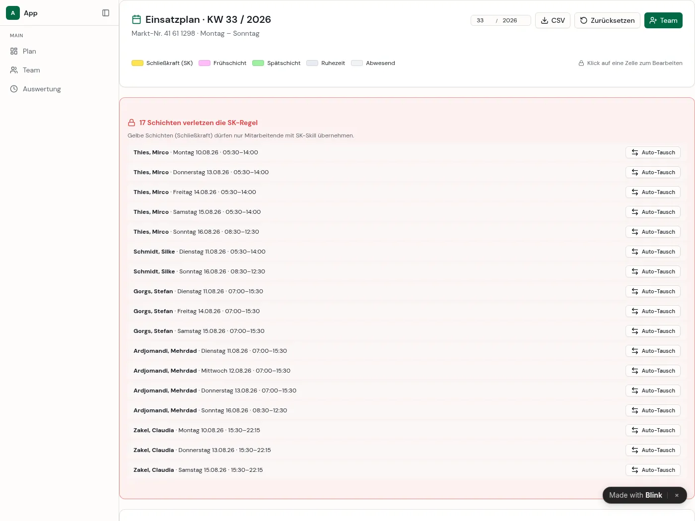 TeamShift Planner