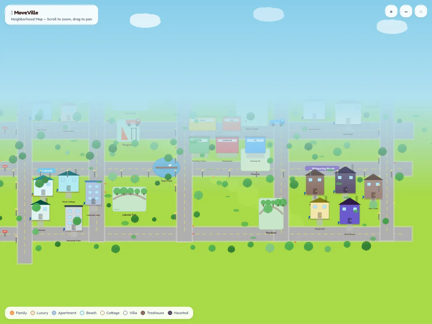 MoveVille Neighborhood Map