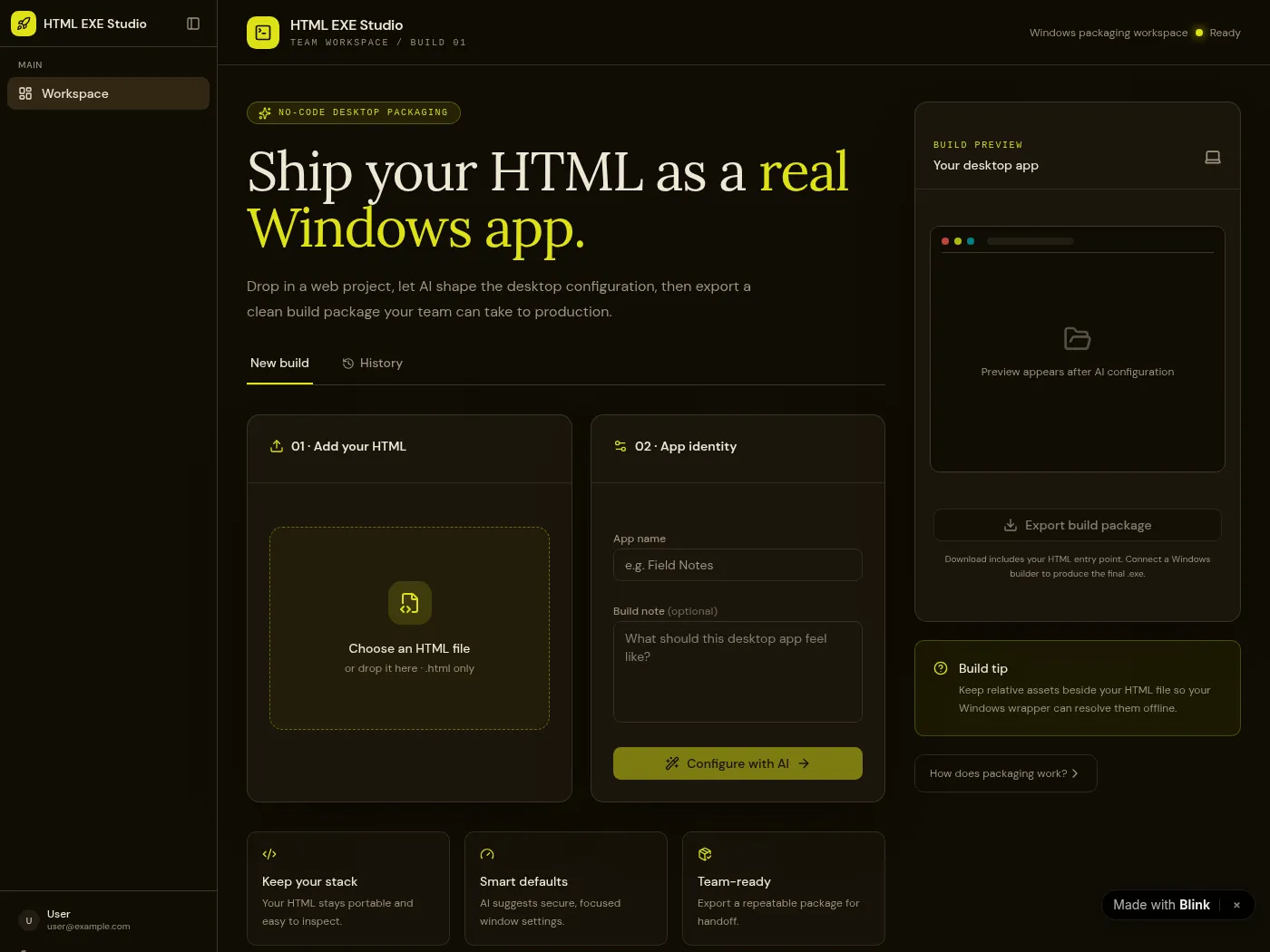AI HTML to EXE Studio