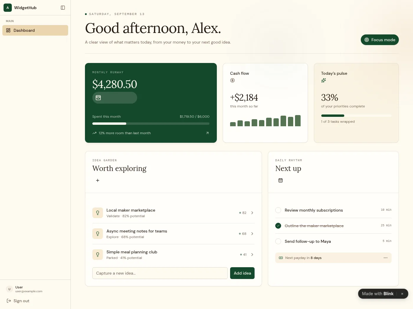 WidgetHub Dashboard
