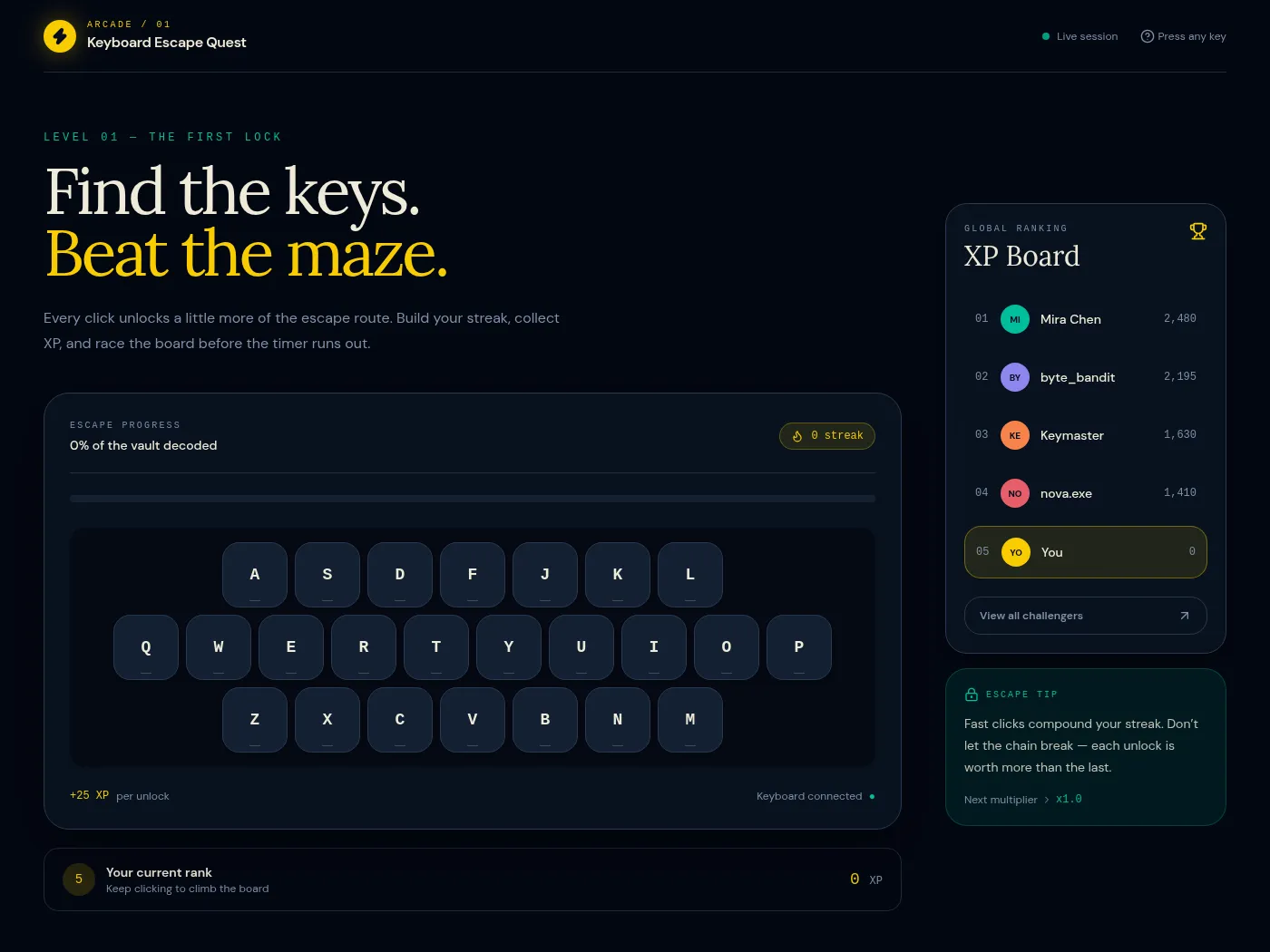 Keyboard Escape Quest