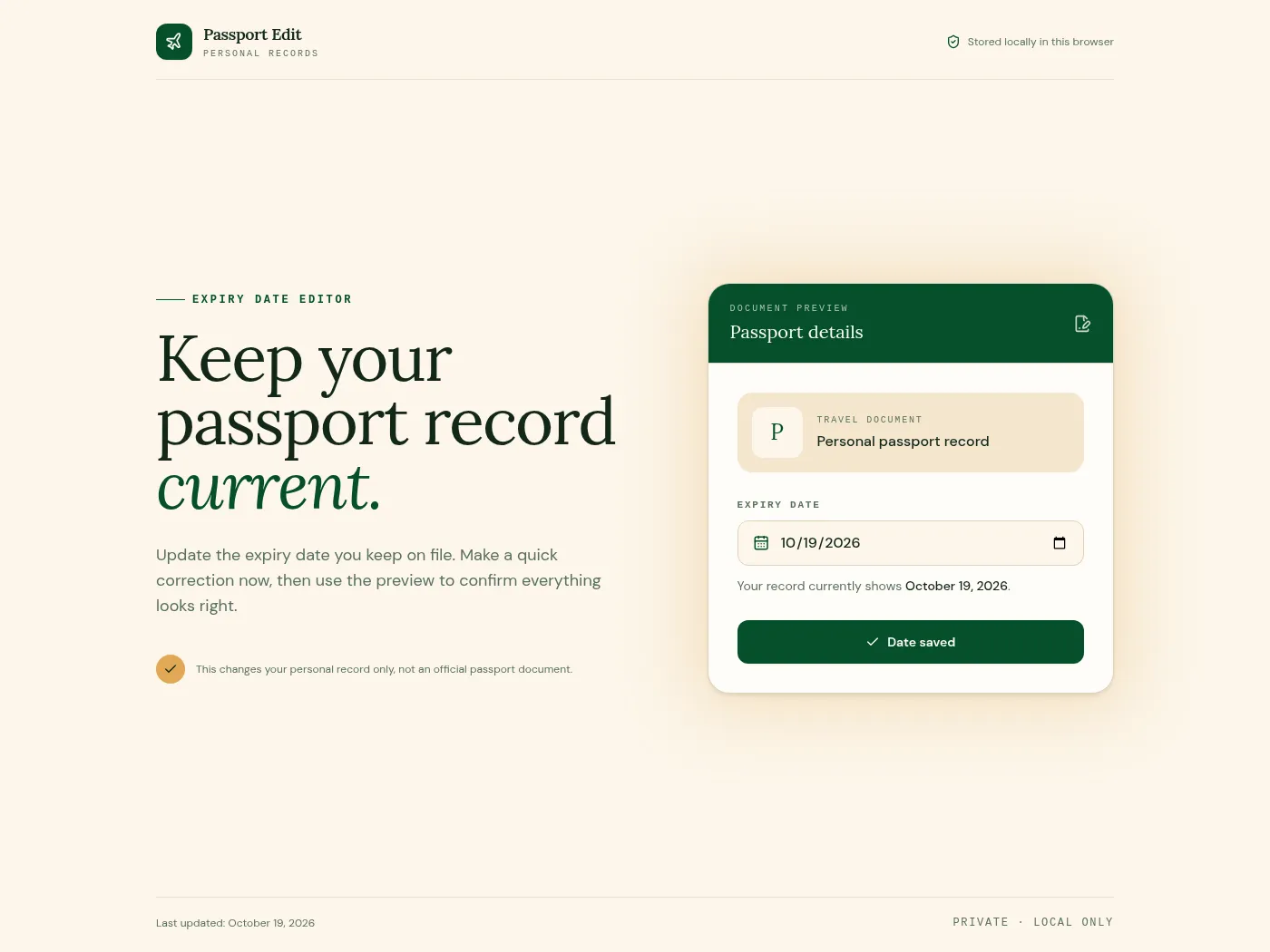 Passport Date Editor