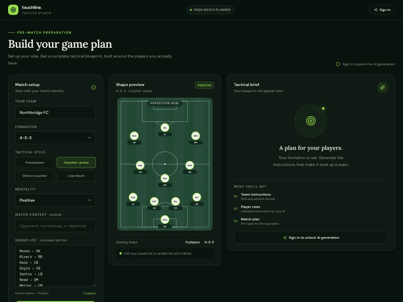 AI Football Tactics Builder