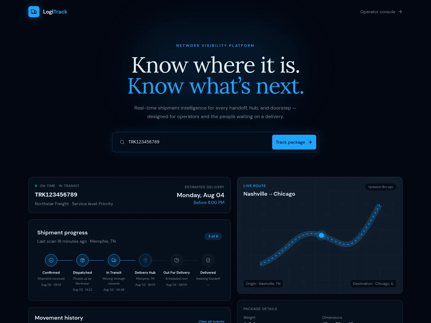 LogiTrack Dashboard