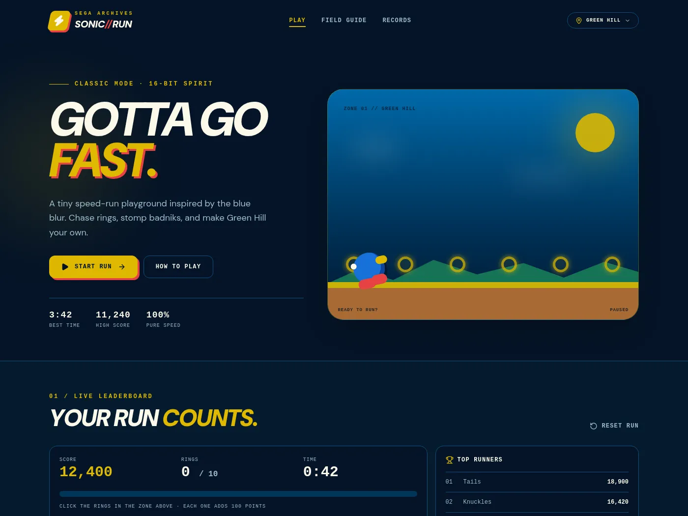 Sonic Platformer Game
