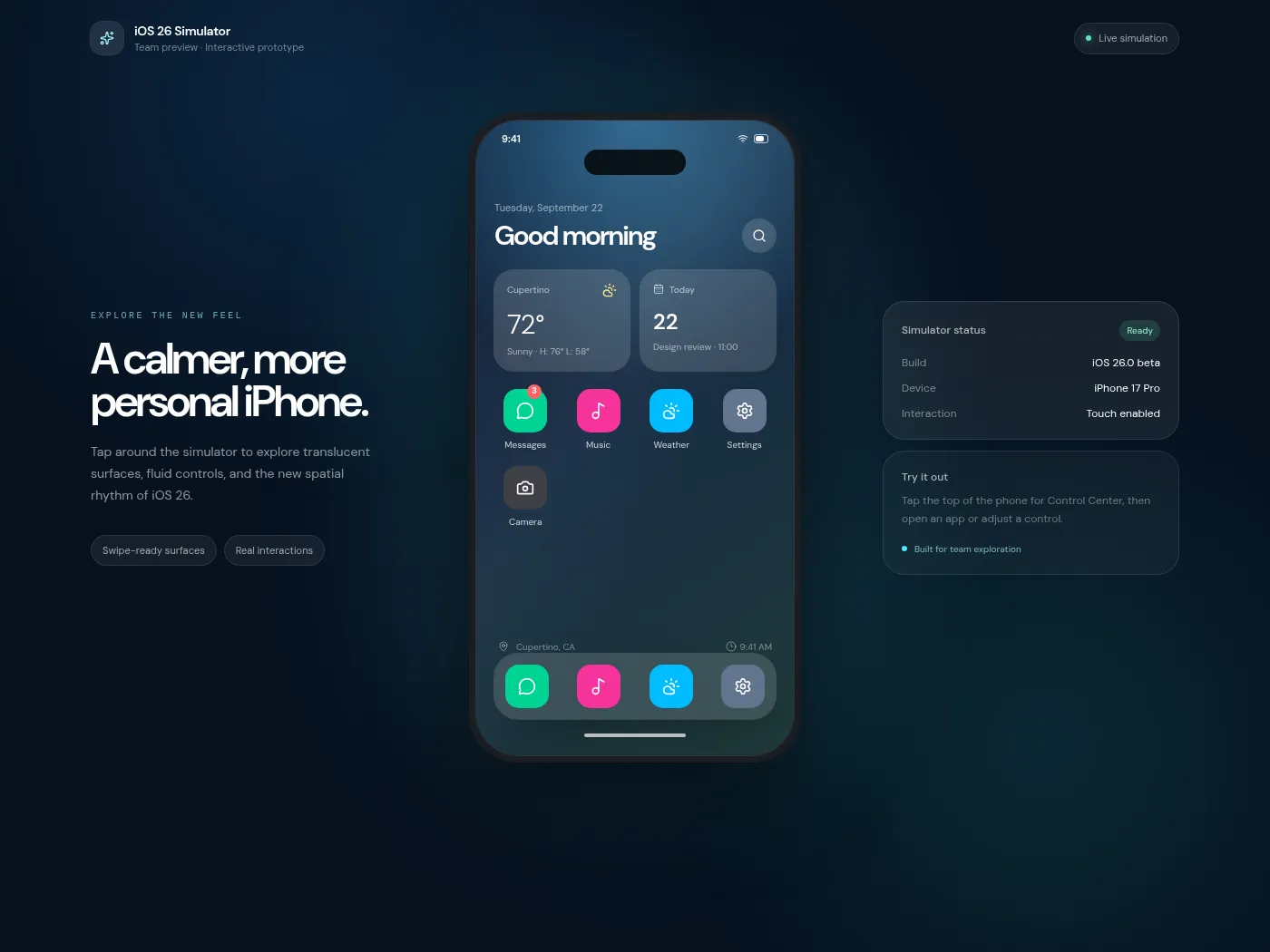 iOS 26 Web Simulator