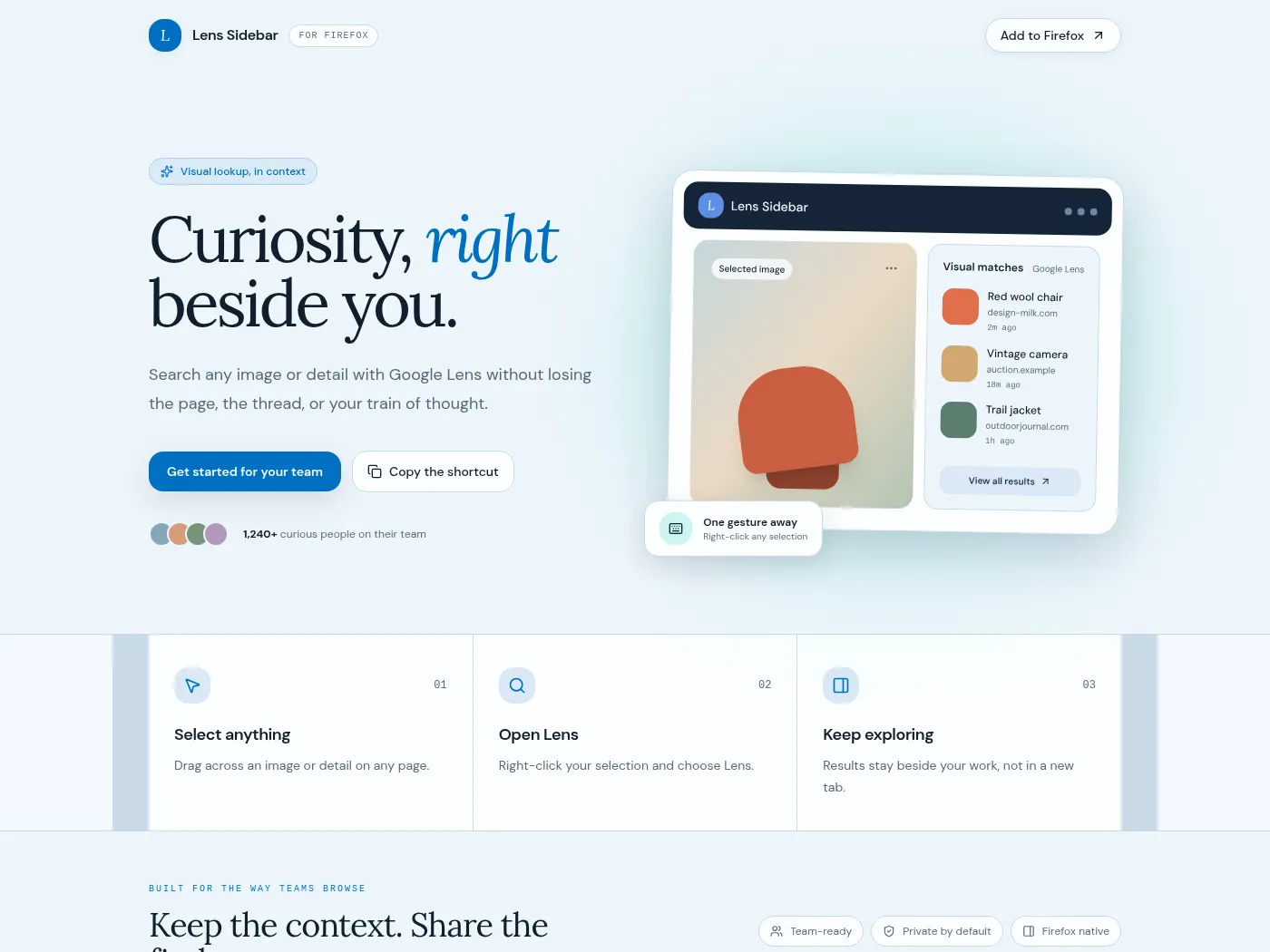 Lens Sidebar Firefox