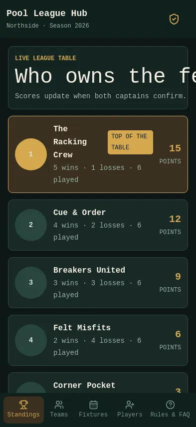 Pool League Hub
