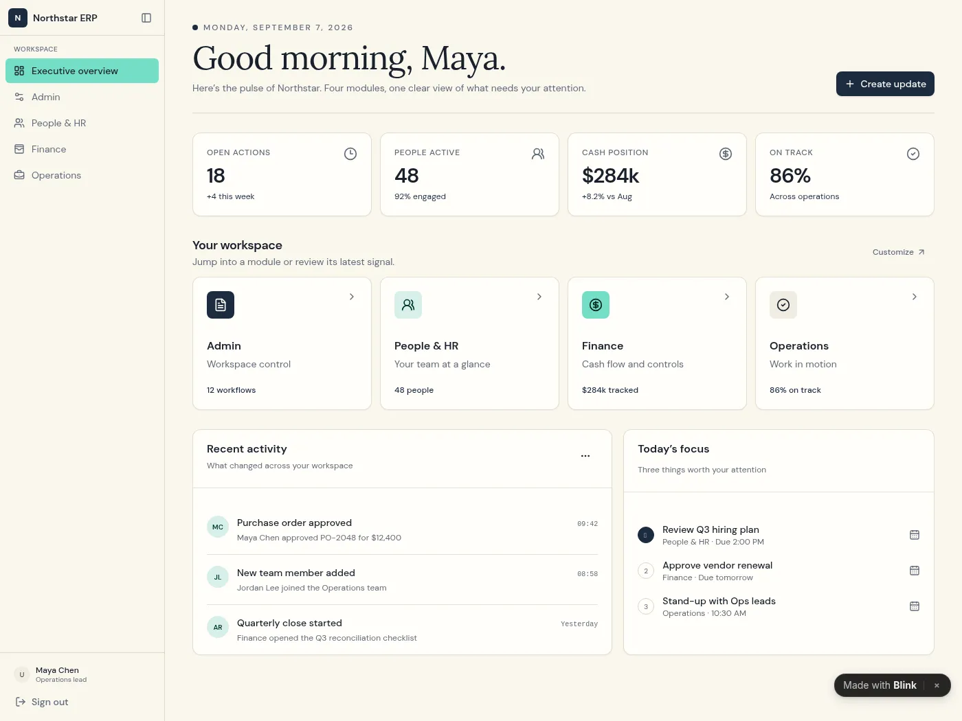 Modular ERP Dashboard