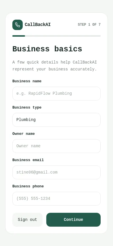 CallBackAI SaaS MVP