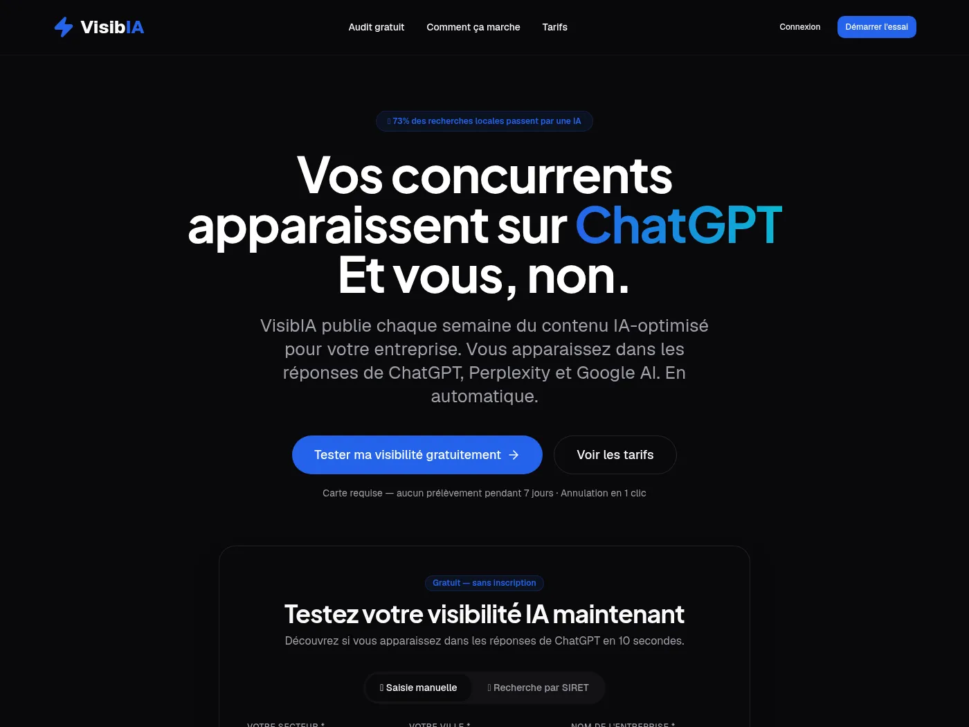VisibIA — Visibilité IA PME
