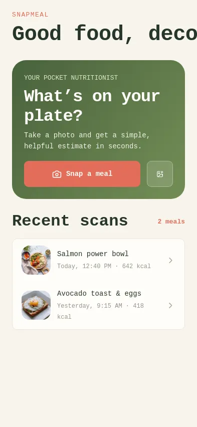 SnapMeal Nutrition App