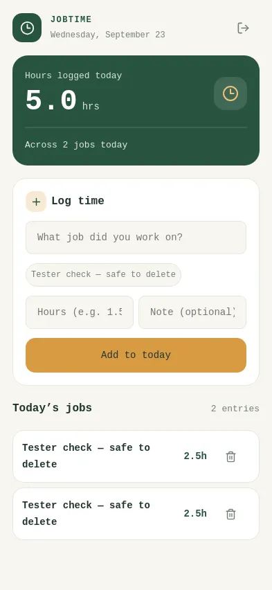 JobTime Tracker