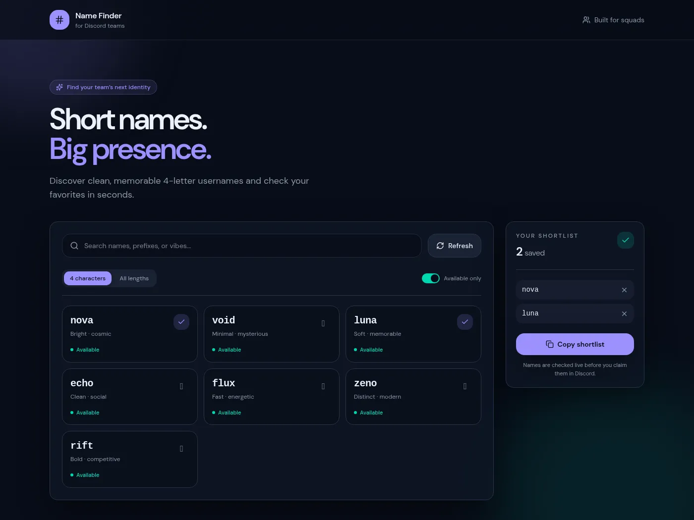 Discord Name Finder