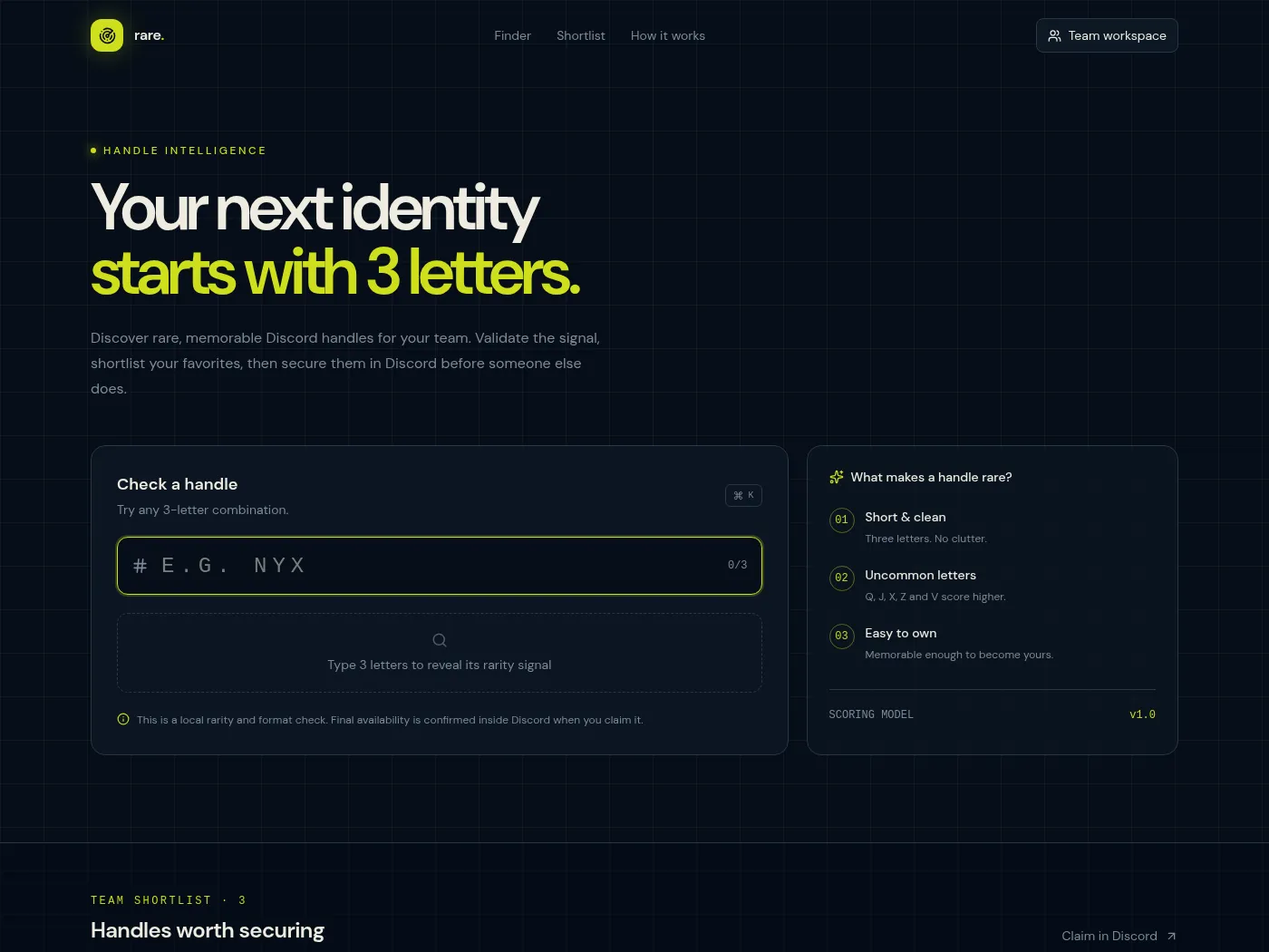 Rare Discord Handle Finder