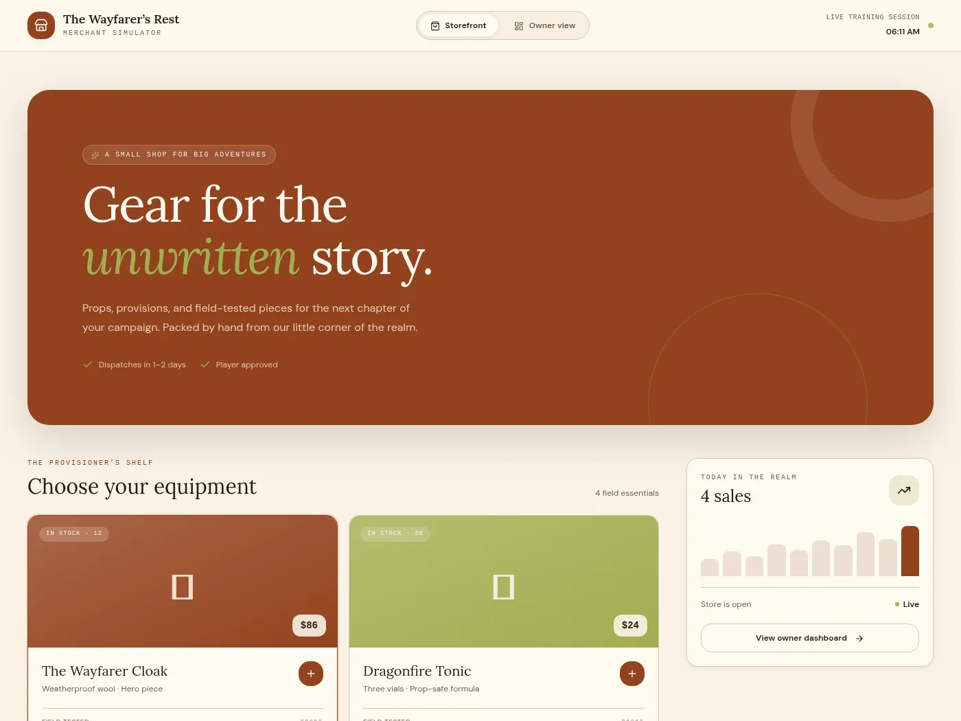 LARP Shopify Simulator