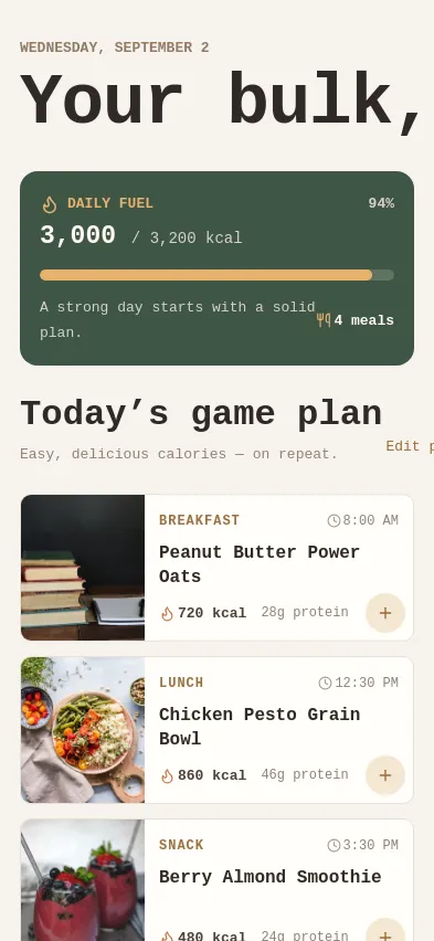 BulkUp Meal Planner