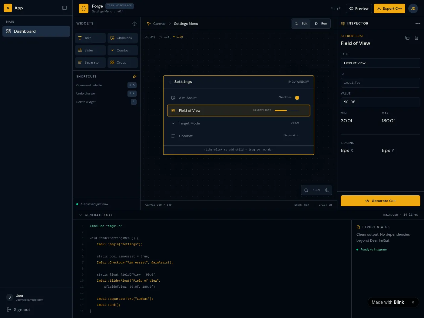 ImGui Menu Designer