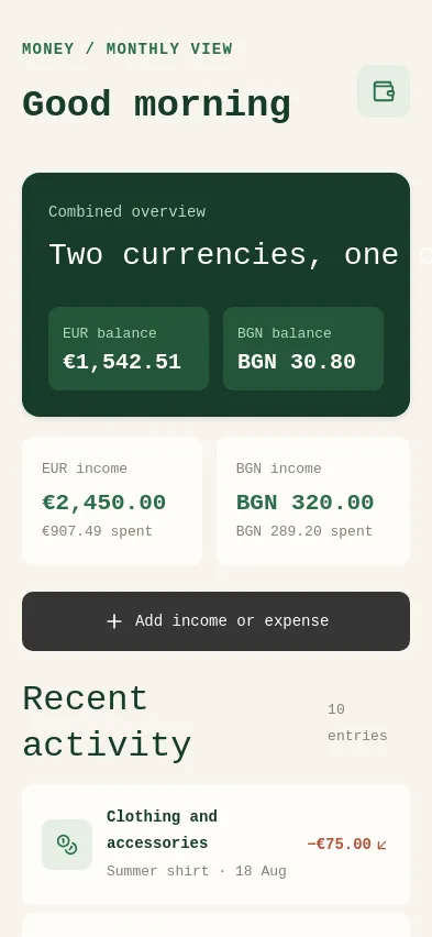 Dual Currency Budgeter