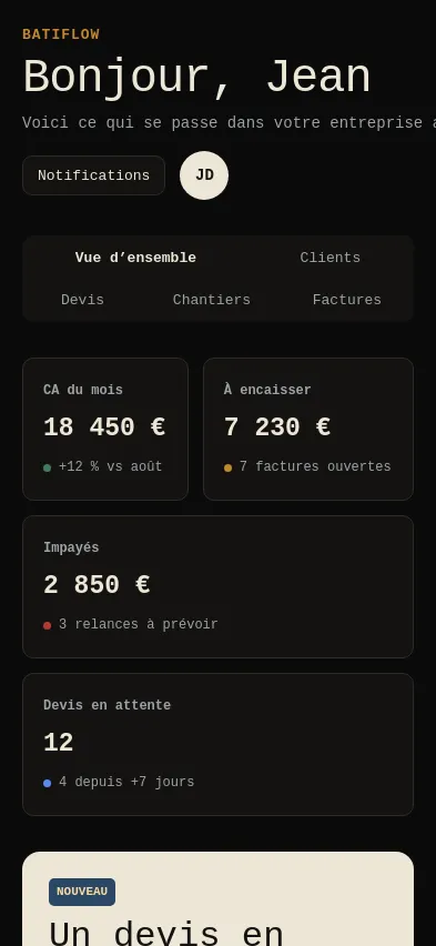 BatiFlow ERP for Artisans