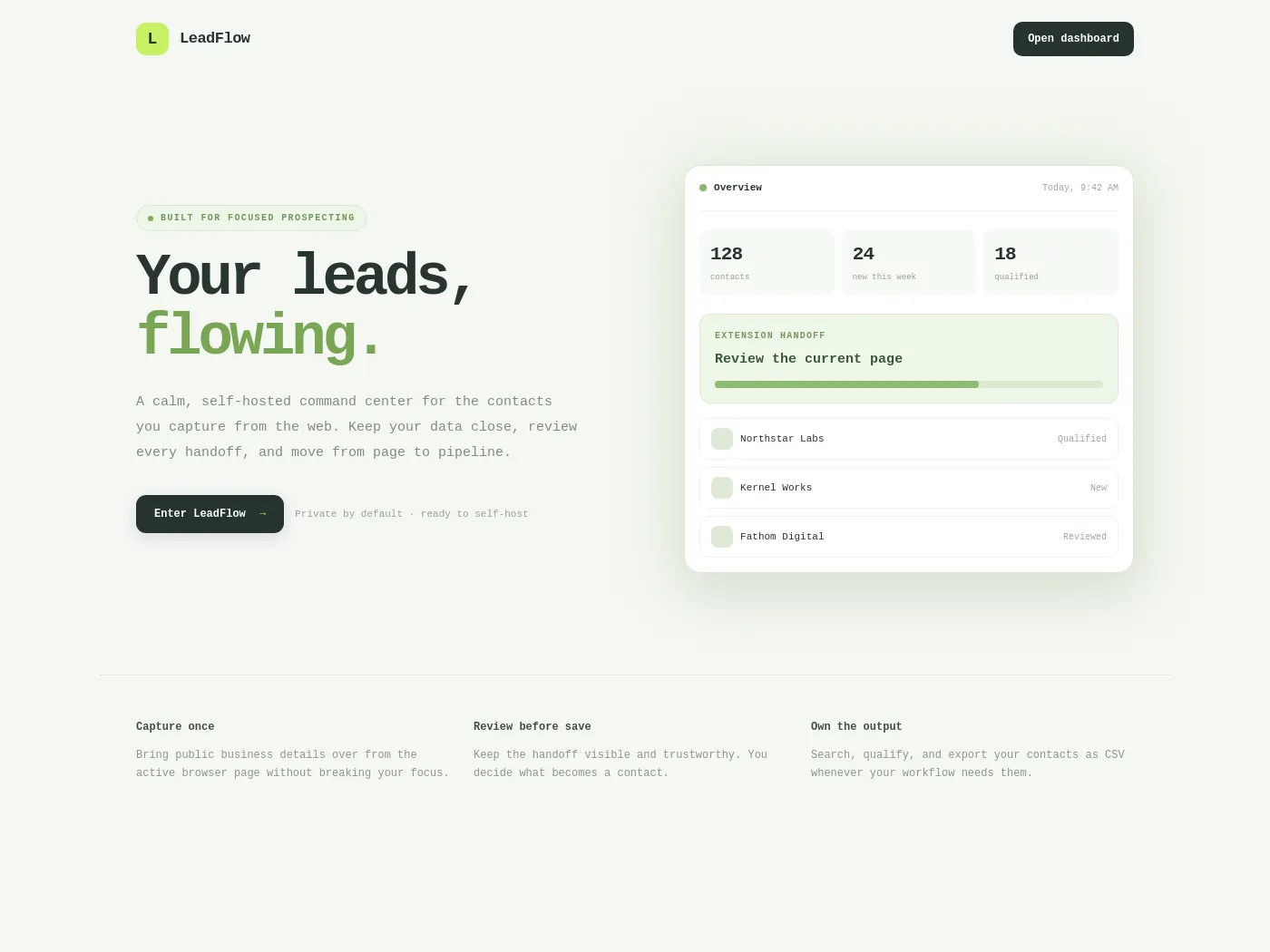 LeadFlow Web Dashboard