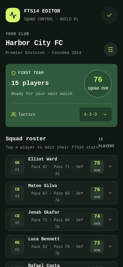 FTS14 Editor Mobile