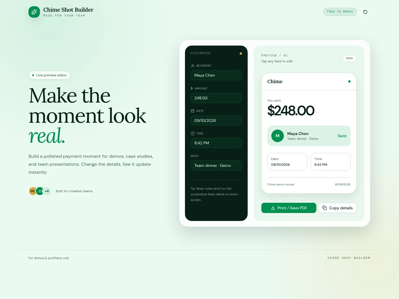 Chime Shot Builder